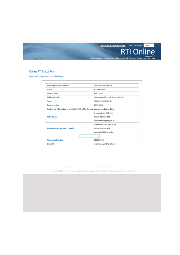 006- reply from Pune CFSL